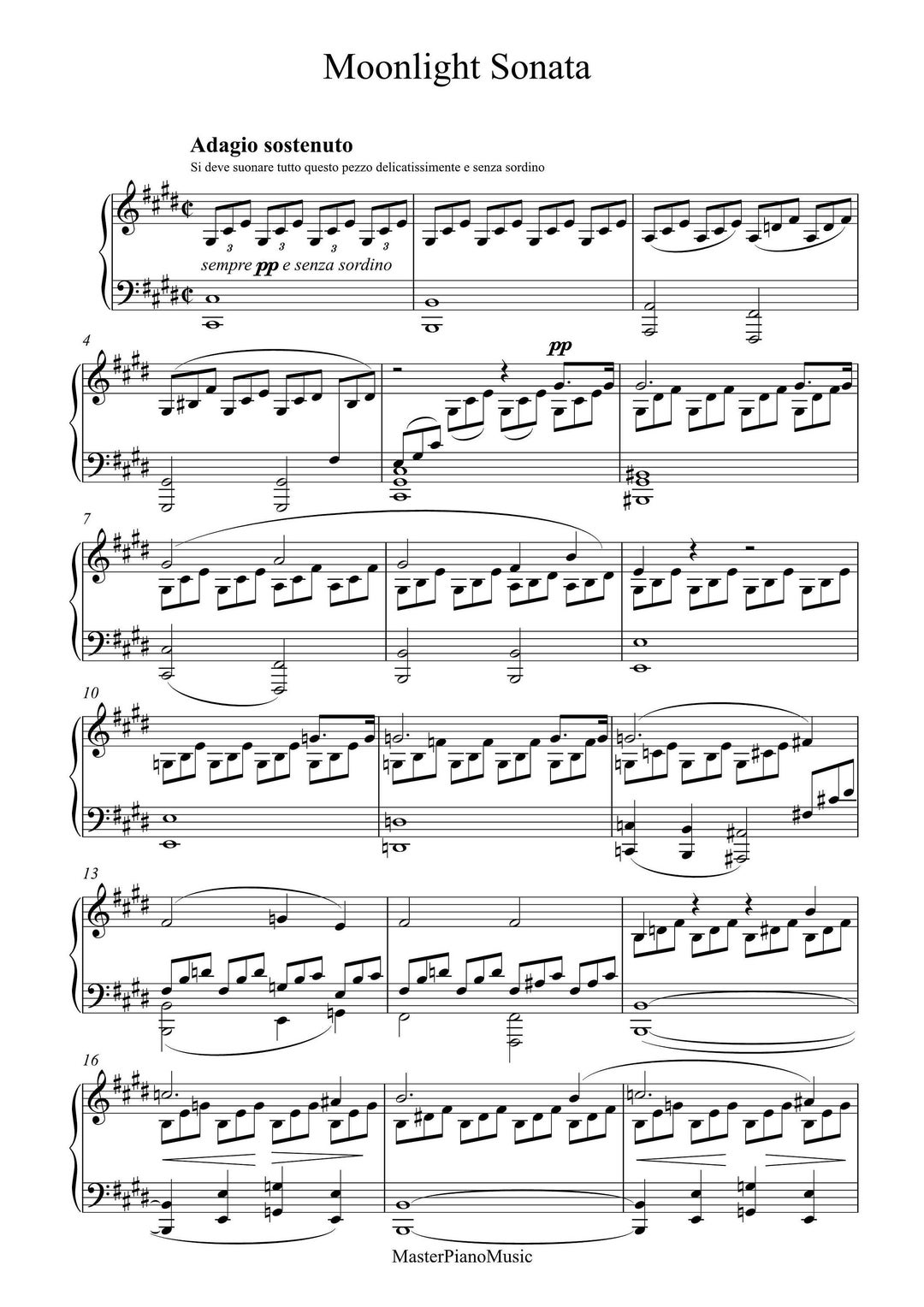 Moonlight Sonata (FULL)- Sheet Music - Etsy