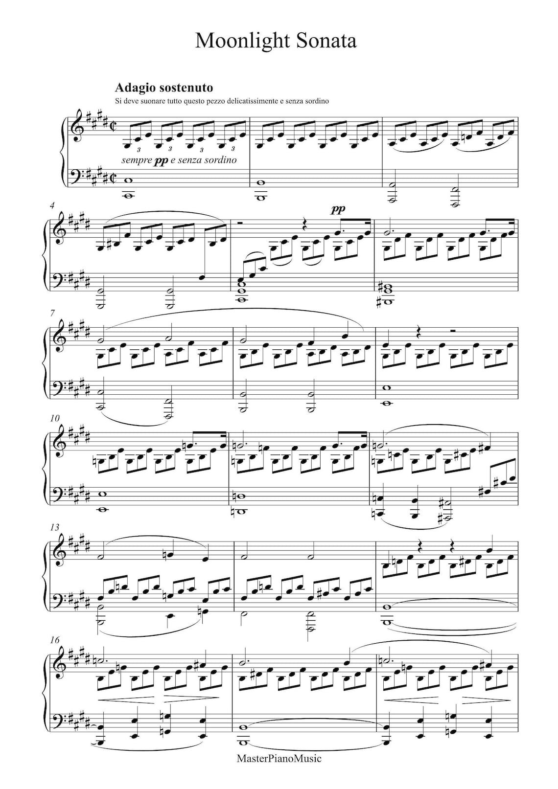 Moonlight Sonata (FULL)- Sheet Music - Etsy
