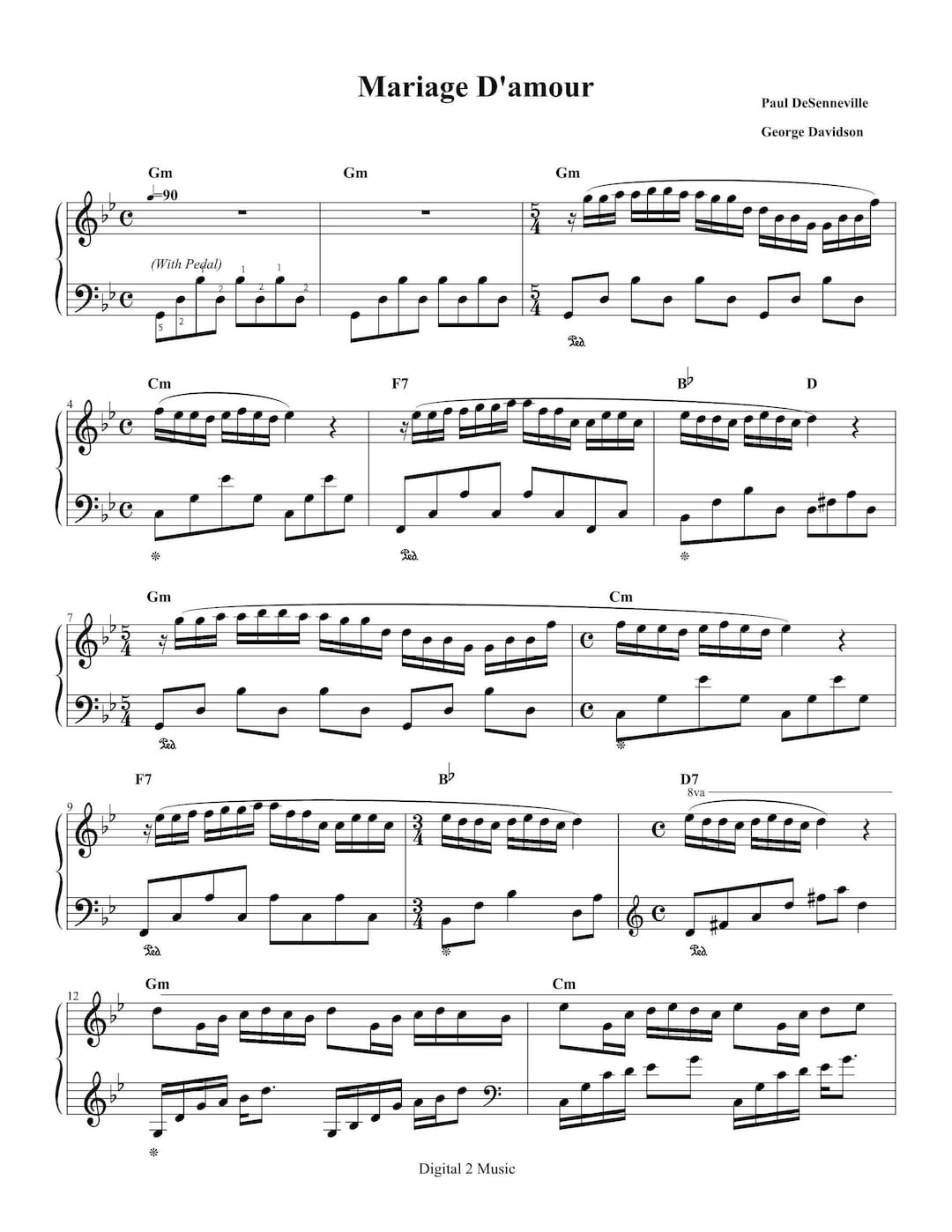 George Davidson - Mariage D'amour Piano Sheet Music ,classical Music ...