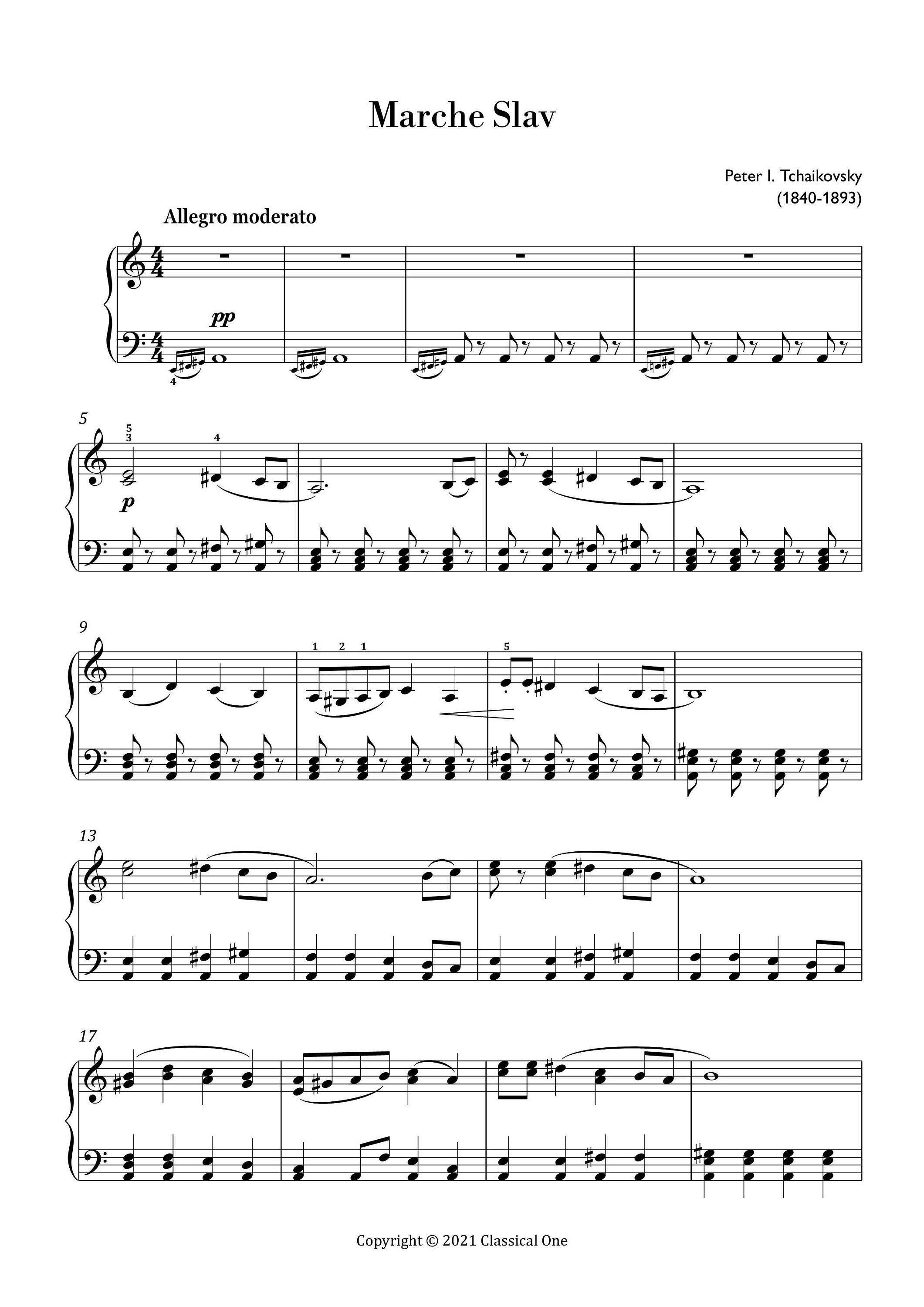 Tchaikovsky - March Slav (easy Piano) Sheet Music ,classical Music ...