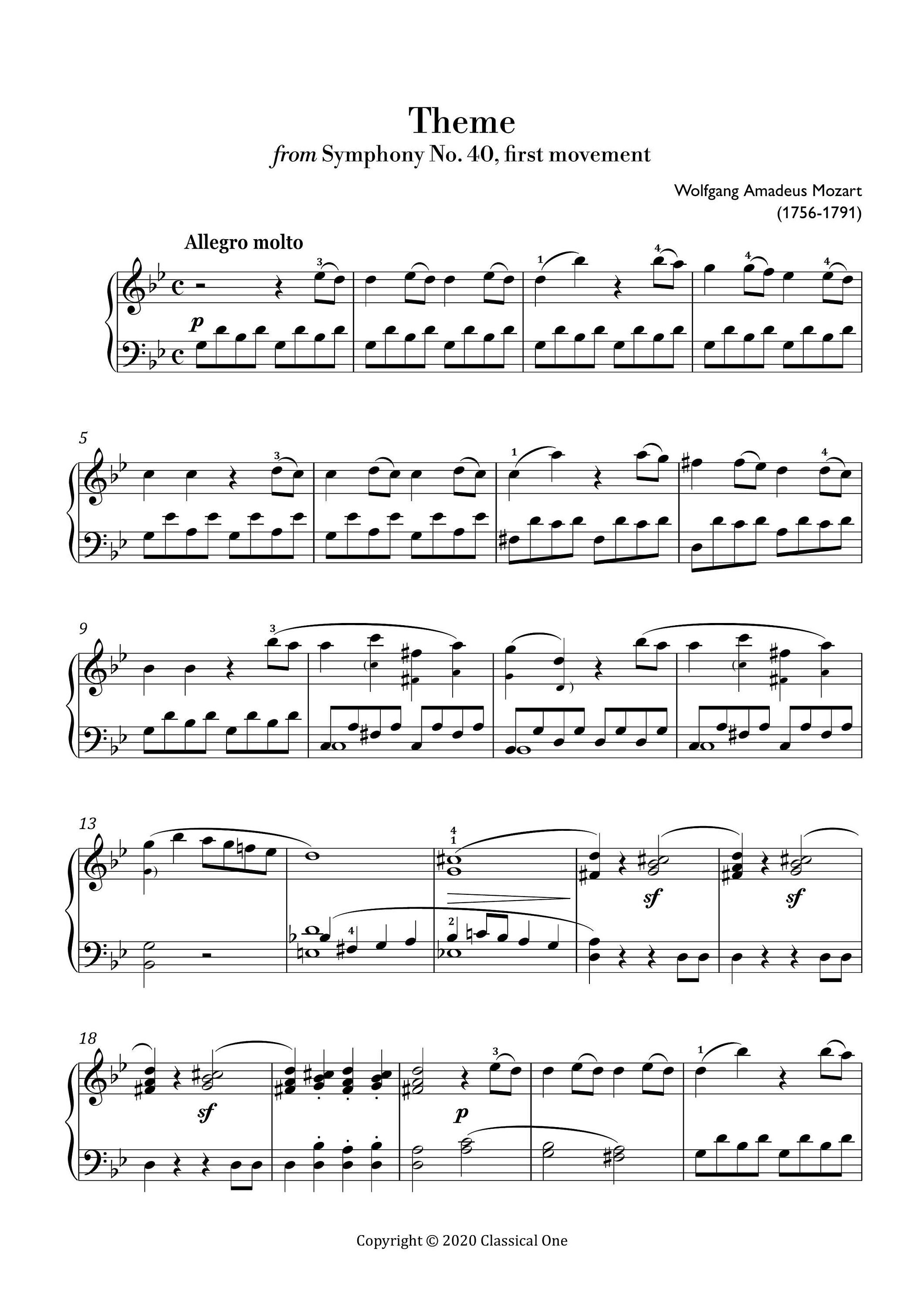 Classical Sheet Music Mozart