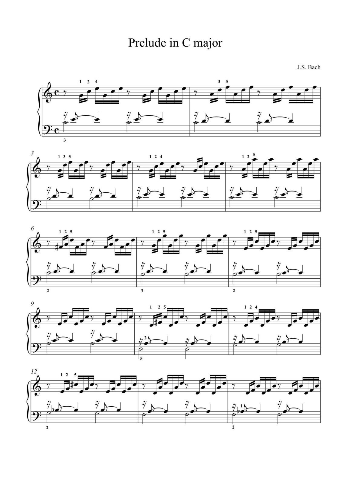 Bach - Prelude in C Major, BWV 846 (piano Solo) Sheet Music,classical ...