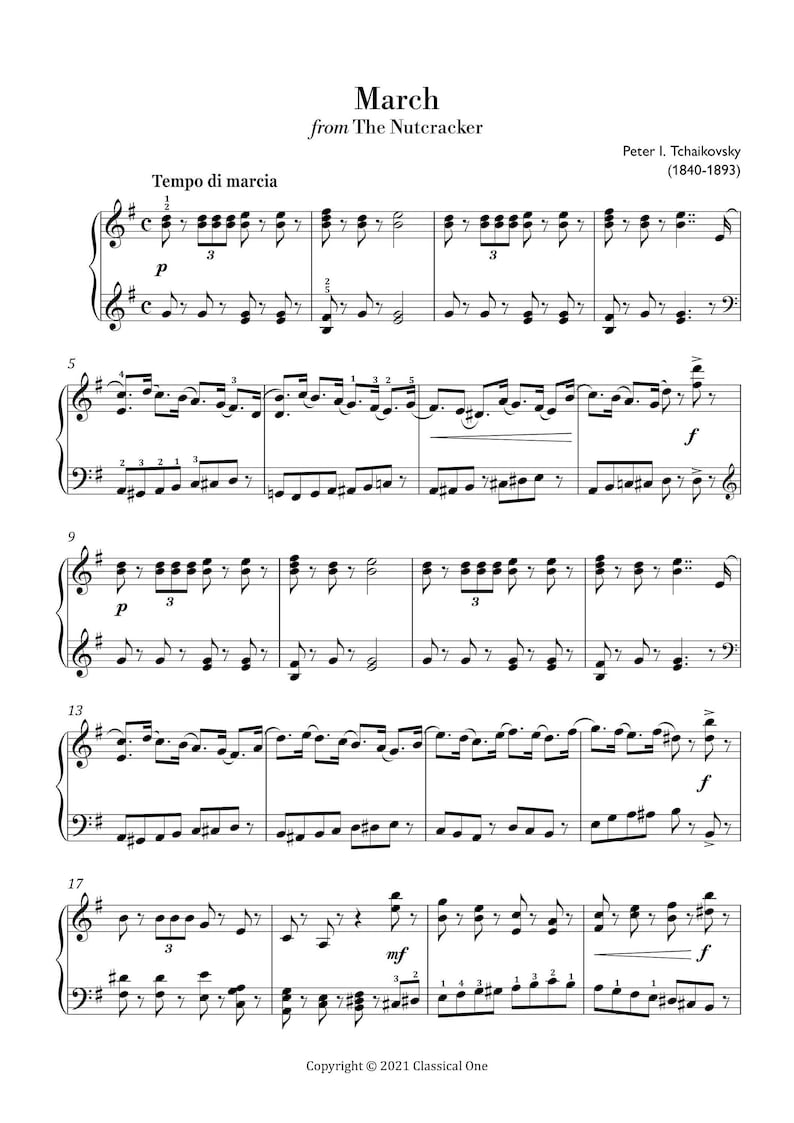 Tchaikovsky - March From the Nutcracker (easy Piano) Sheet Music ...