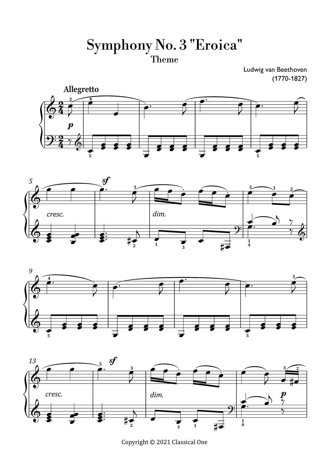 Beethoven - Symphony No. 3 Eroica (easy Piano) Sheet Music ,classical ...