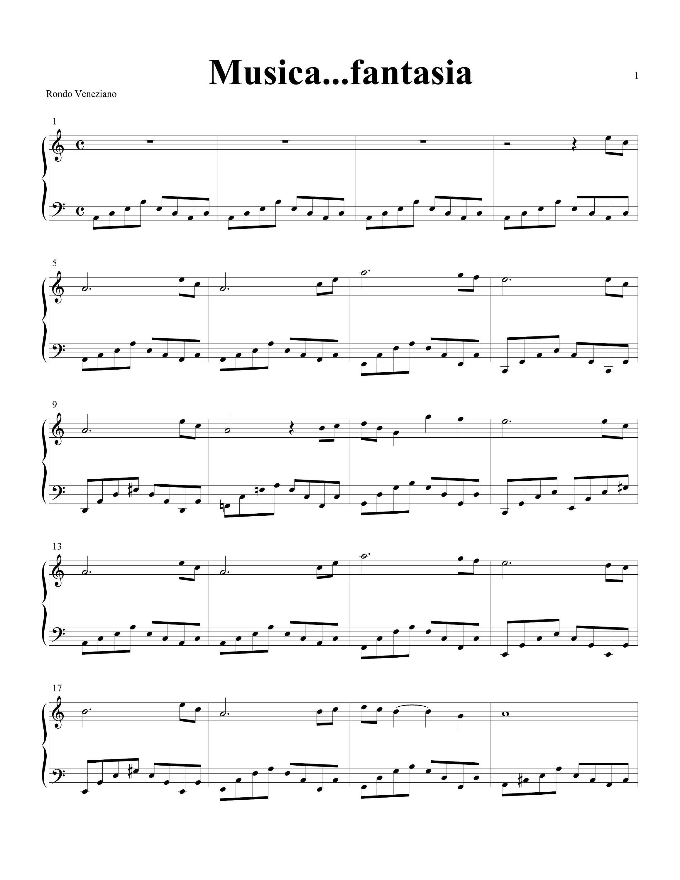 Rondo Veneziano - Musical Fantasia (piano Sheet Music) - Etsy