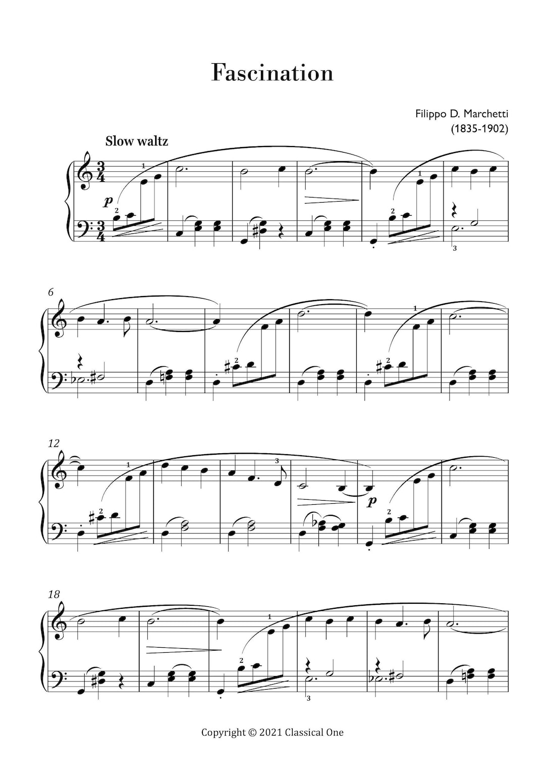 Marchetti - Fascination (easy Piano) Sheet Music ,classical Music ...