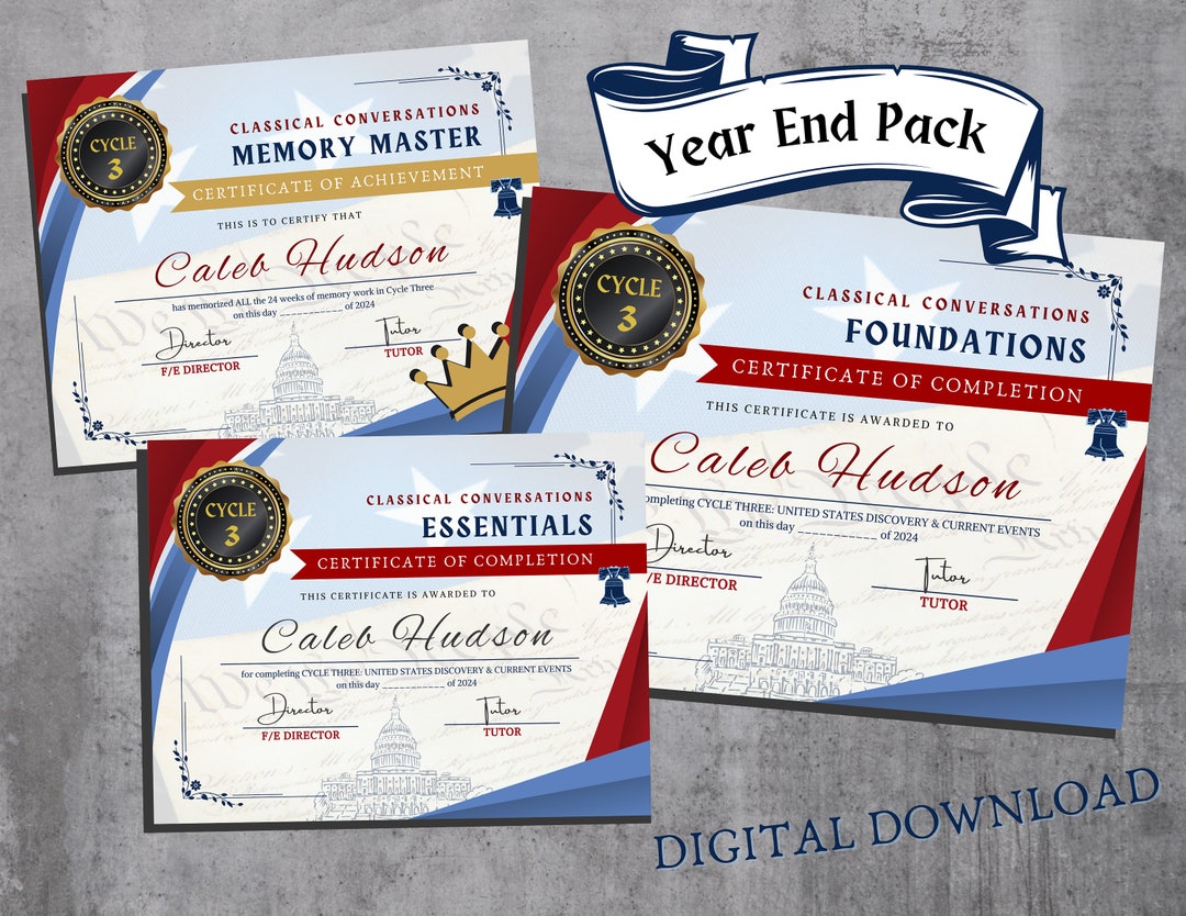 Classical Conversations Cycle 3 Certs Year End Pack (foundations ...