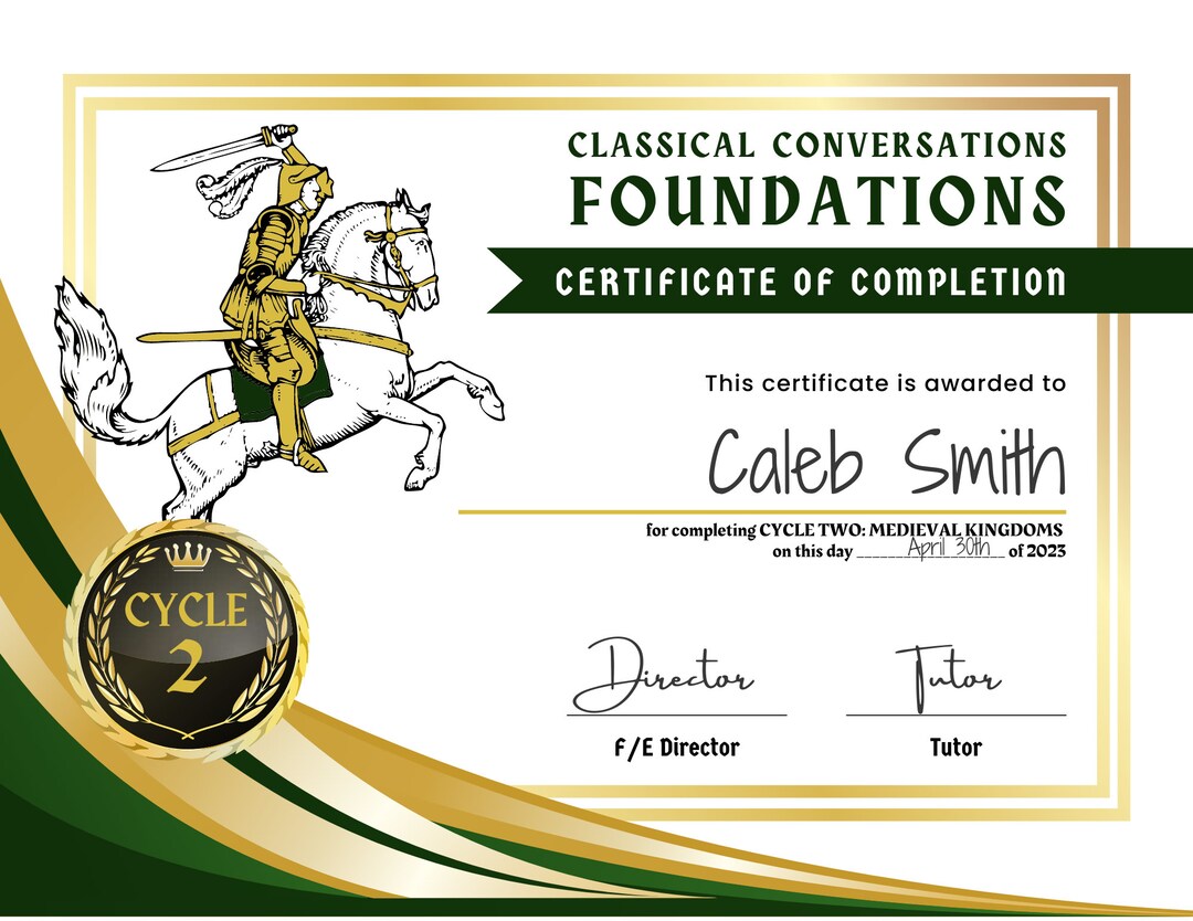Classical Conversations Foundations Year End Certificate Cycle 2 NEW ...