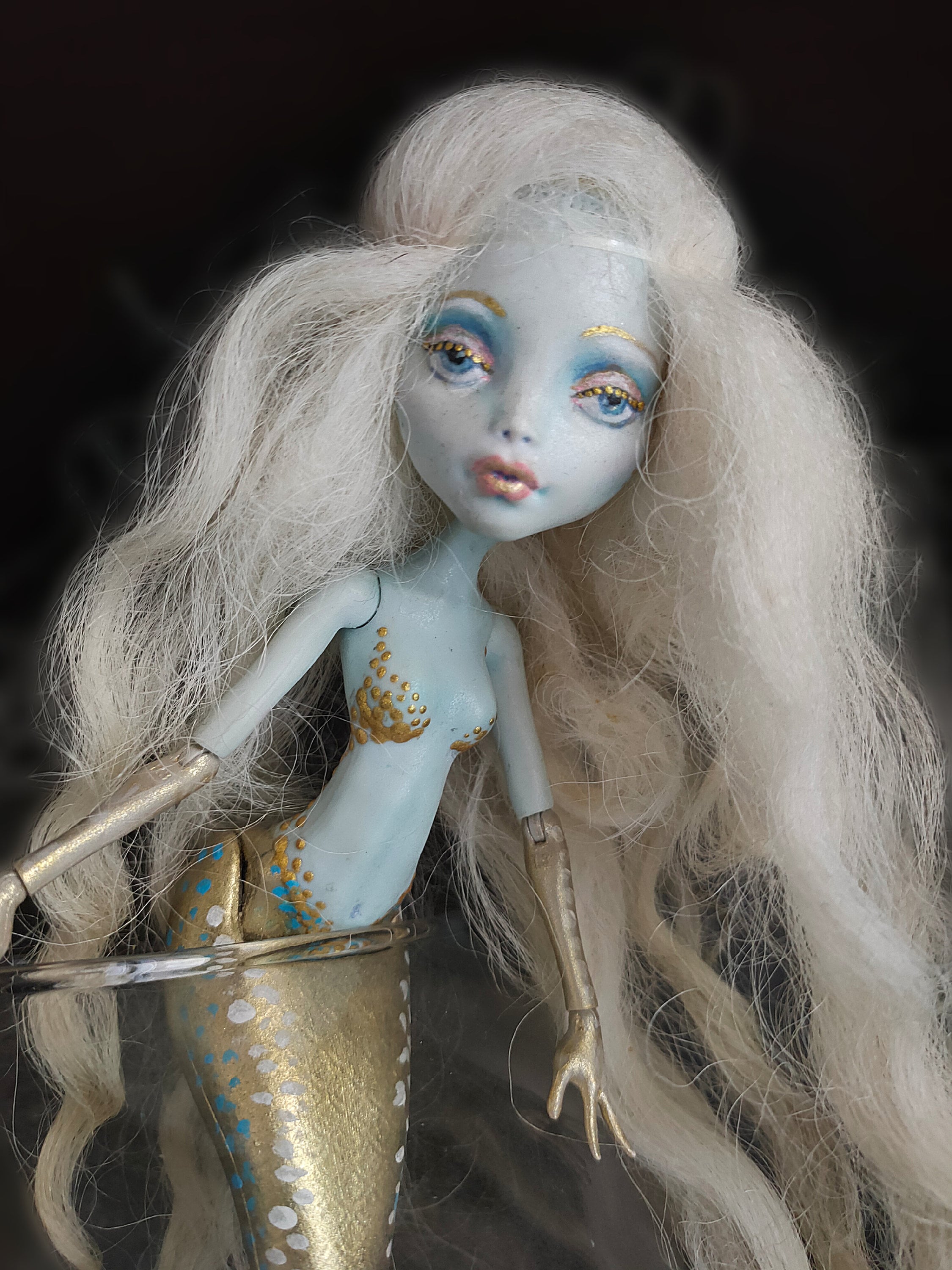 White Gold Mermaid Ooak Doll , Repaint Custom Mermaid - Etsy