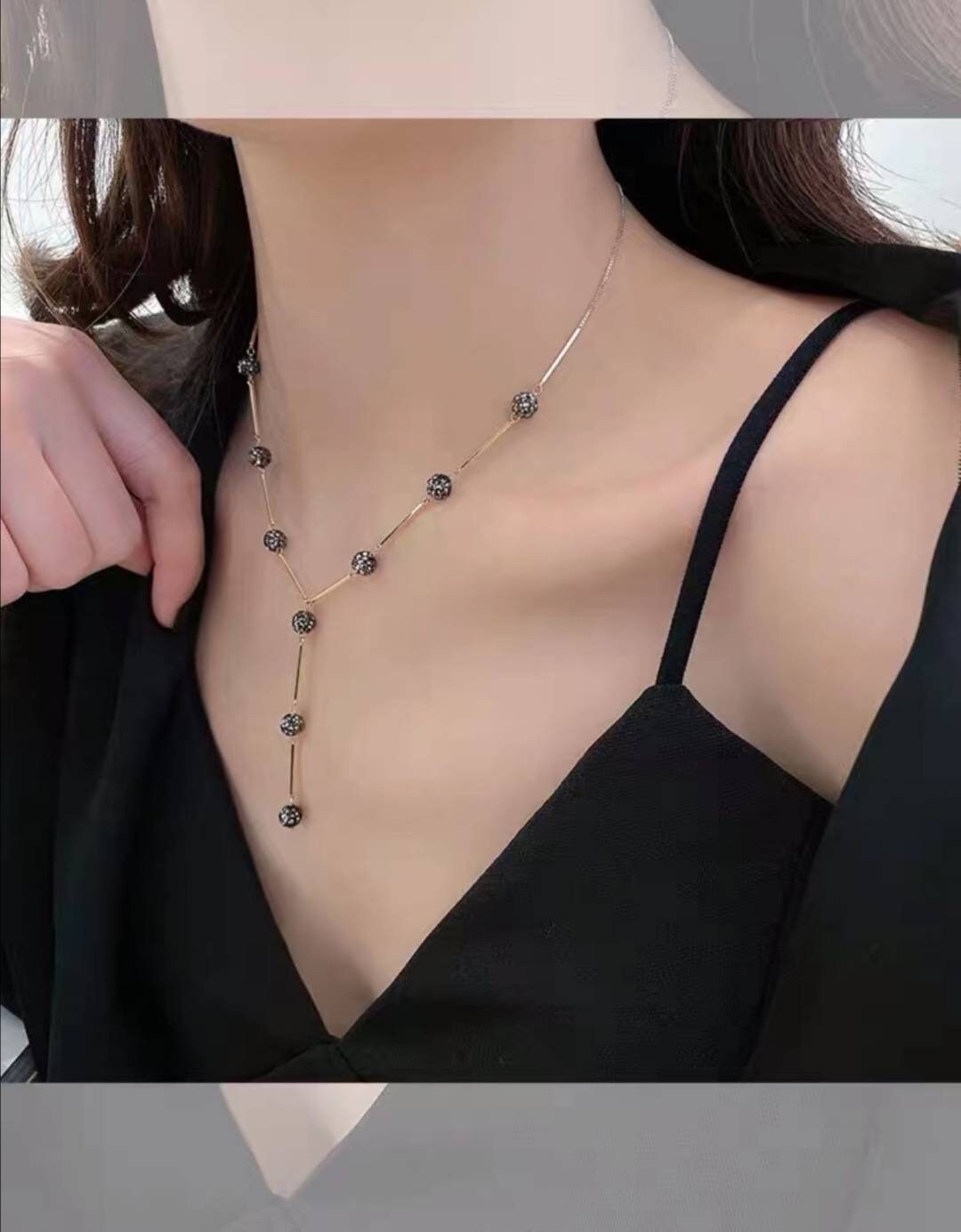 Super Elegant Sexy Unique Necklace With Black Cz Stone Brass Etsy