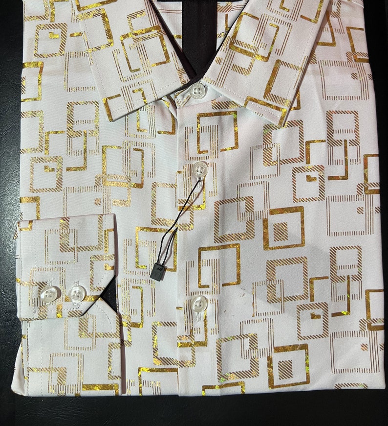 Men's Fashion Shirt Popular Metallic Gold Pattern- Baldelli-fl-2421 ...