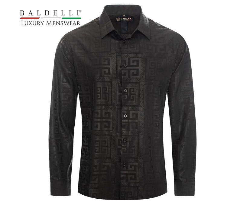 Baldelli Luxury Men’s Black Shirt Meander Fractals Pattern -CX3390 - Etsy