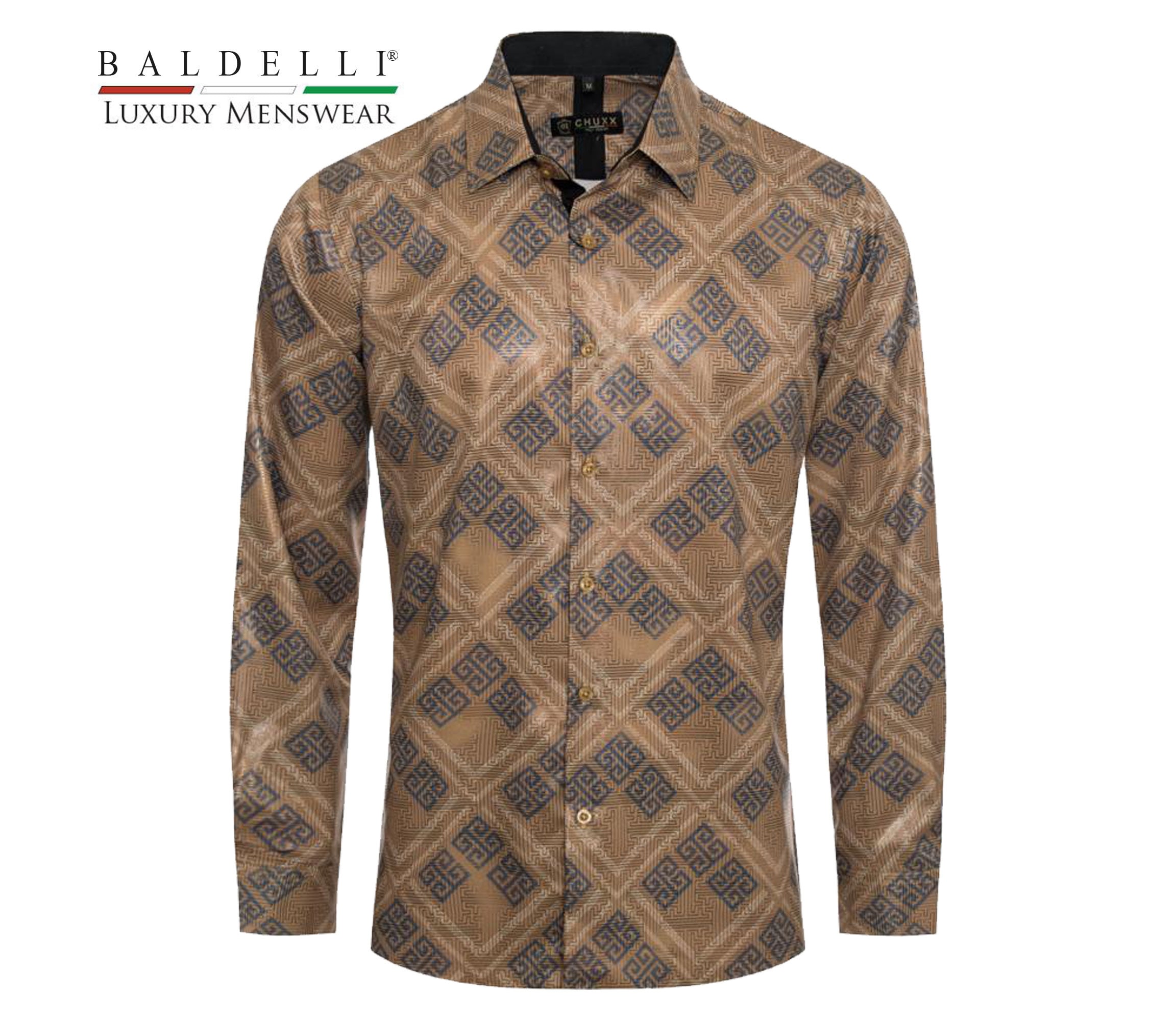 Men's Fashion Dress Shirt - Elegant Greek Motif Pattern - Baldelli ...