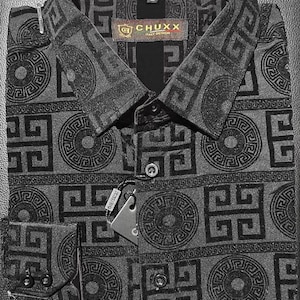 Men's Fashion Dress Shirt - Elegant Flocked Meander Pattern - Baldelli ...