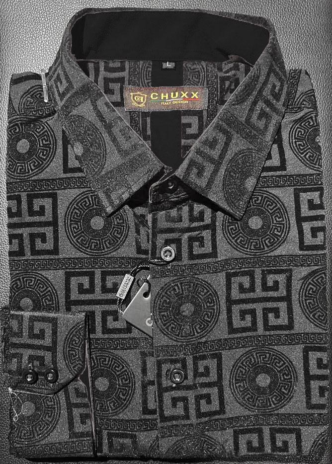 Men's Fashion Dress Shirt - Elegant Flocked Meander Pattern - Baldelli ...