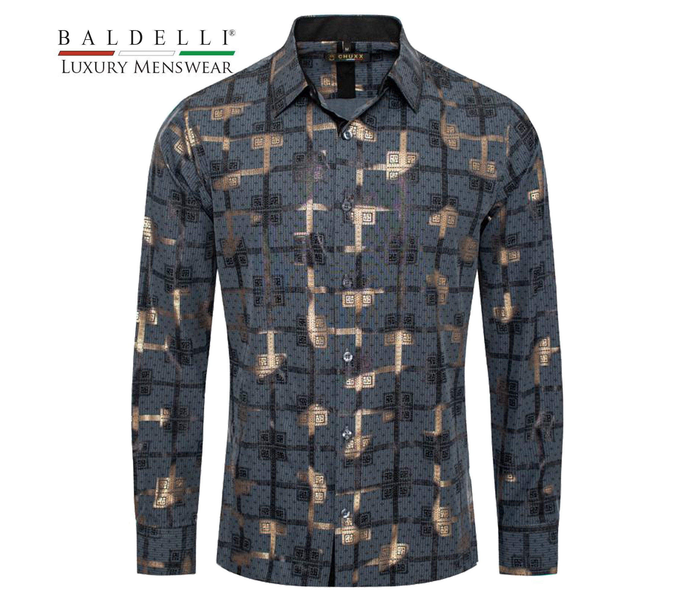 Men's Fashion Dress Shirt Metallic Grey With a Metalllic Gold to Black ...