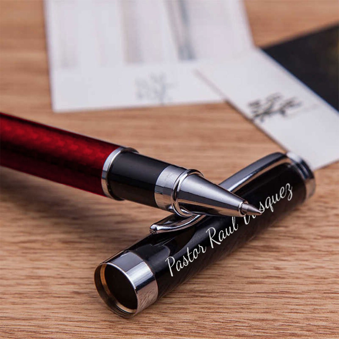 Personalized Elegant Carbon Fiber Executive Rollerball Ink Pen in Red ...