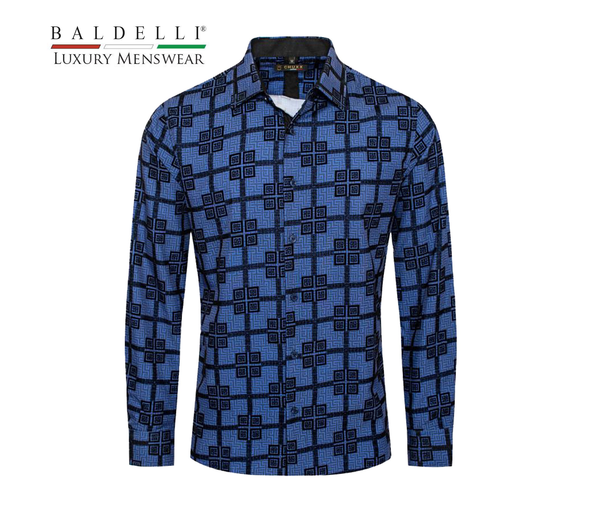 Men's Fashion Dress Shirt - Elegant Flocked Meander Pattern - Baldelli ...