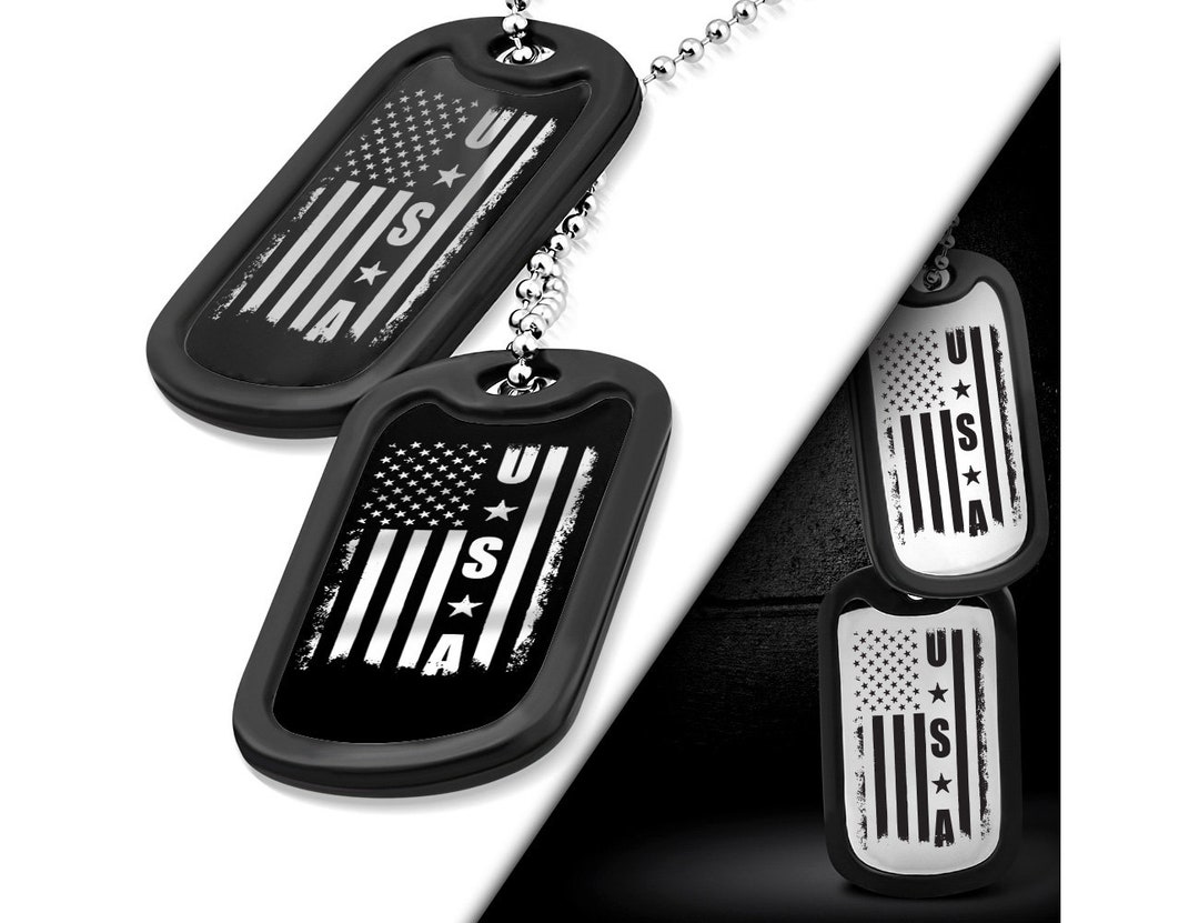 USA Grunge American Flag Patriotic Men's Twin Dog Tags - Stainless ...