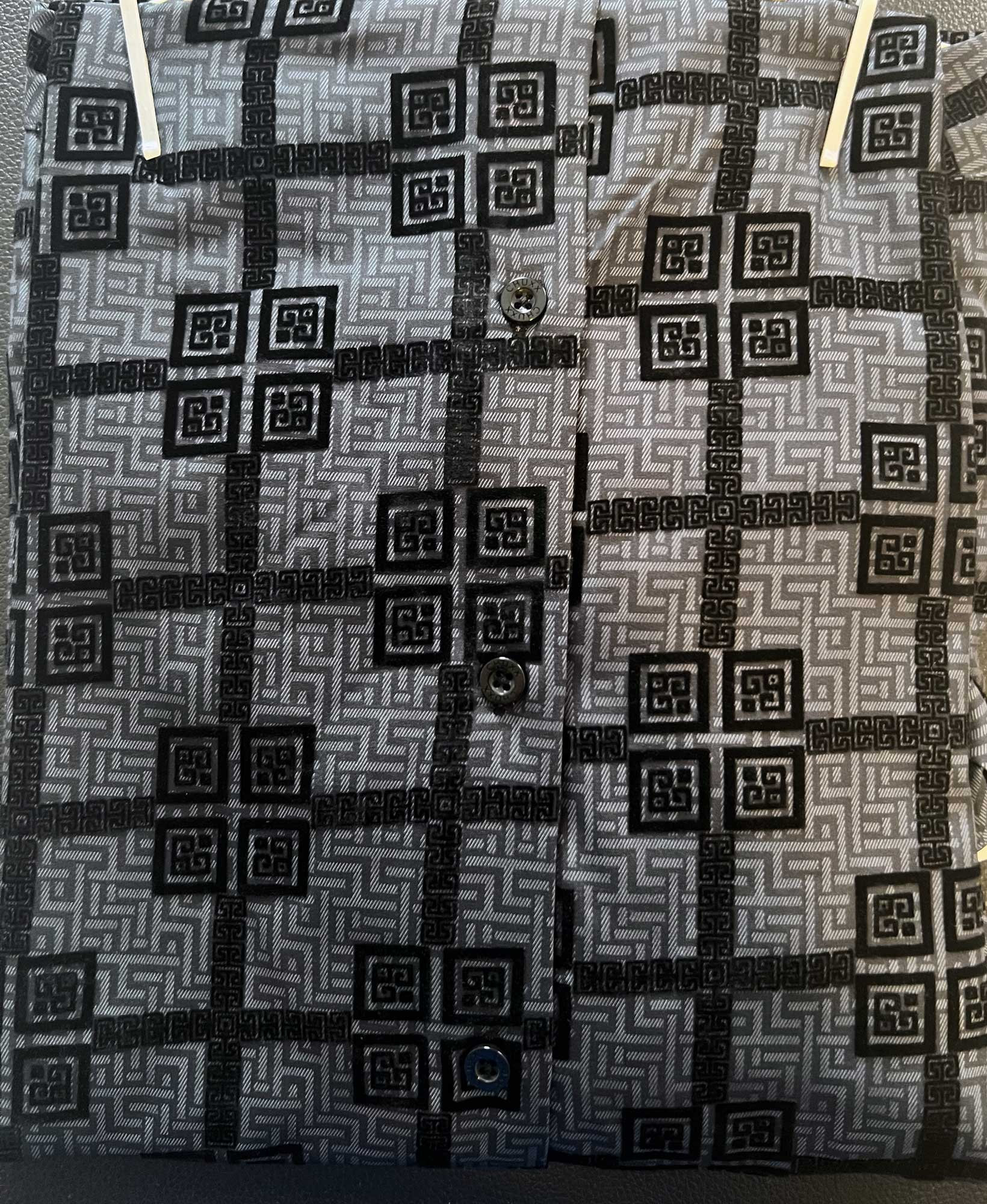 Men's Fashion Dress Shirt - Elegant Flocked Meander Pattern - Baldelli ...