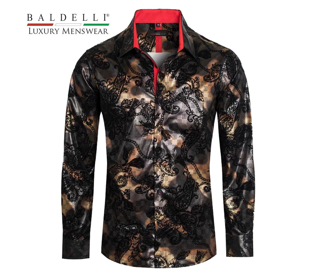 Men's Fashion Dress Shirt - Elegant Metallic Fade and a Detailed ...