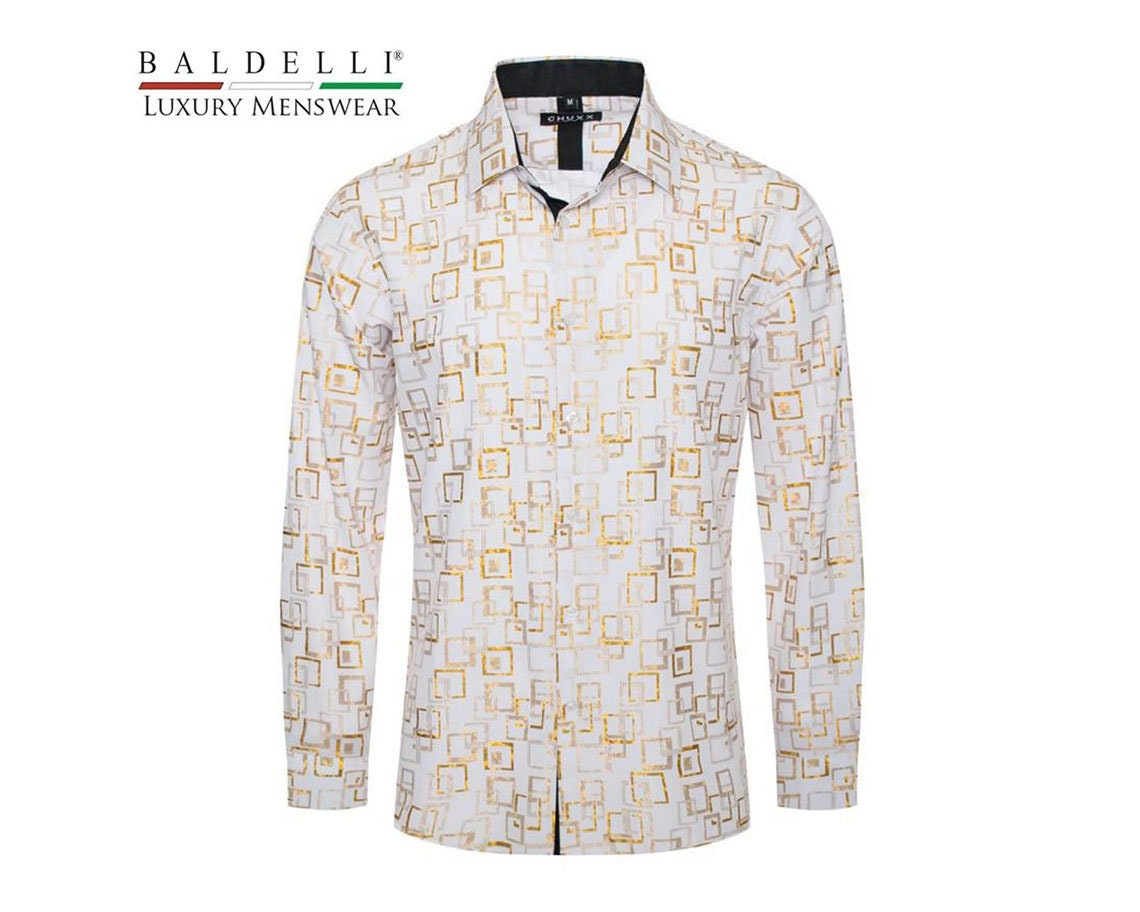 Men's Fashion Shirt Popular Metallic Gold Pattern- Baldelli-fl-2421 ...