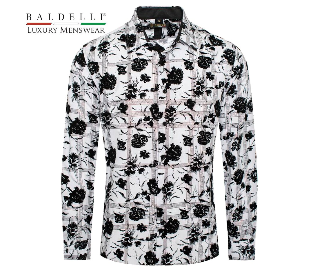 Men's Fashion Dress Shirt Gold to Black Fade Overlay Greek Meander ...