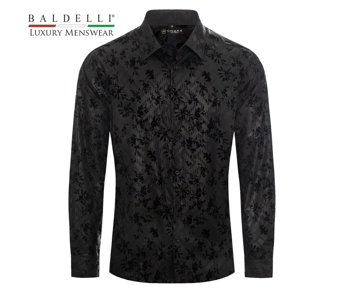 Baldelli Luxury Men’s Black Shirt Modern Floral Pattern -CX3405 - Etsy