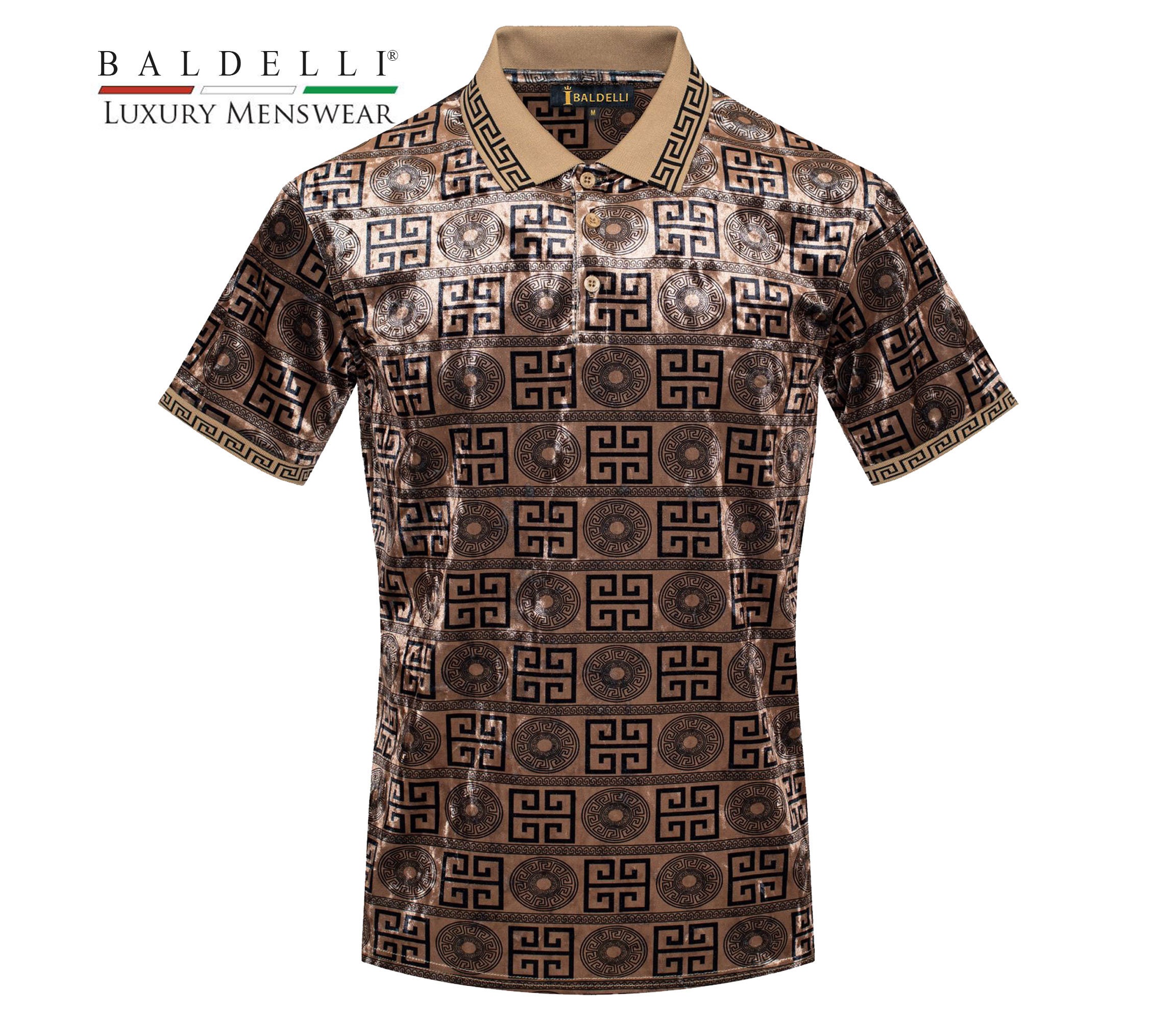 Men's Luxury Velvet Polo Shirt CX2389 by Baldelli - Khaki Color - Etsy