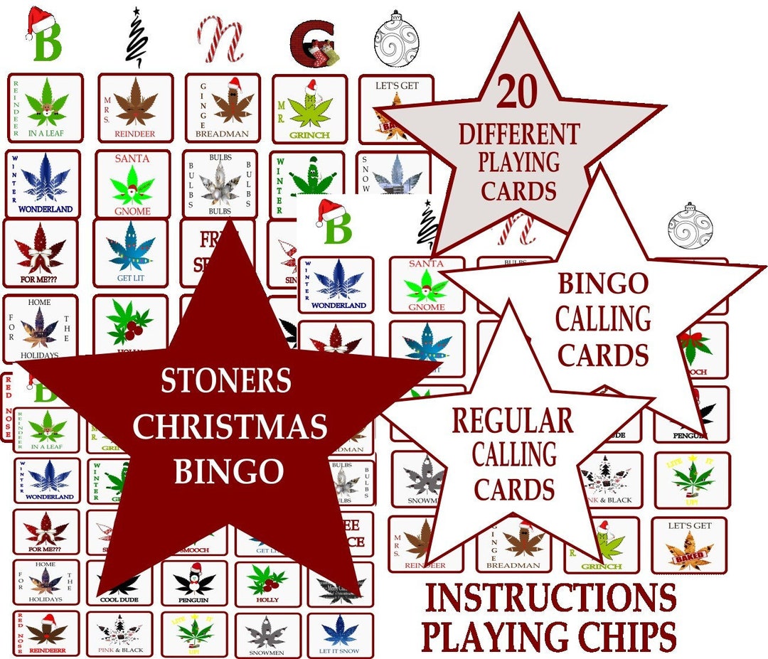 Stoner Christmas Stoner Bingo Pot Leaf Printable Cannabis - Etsy