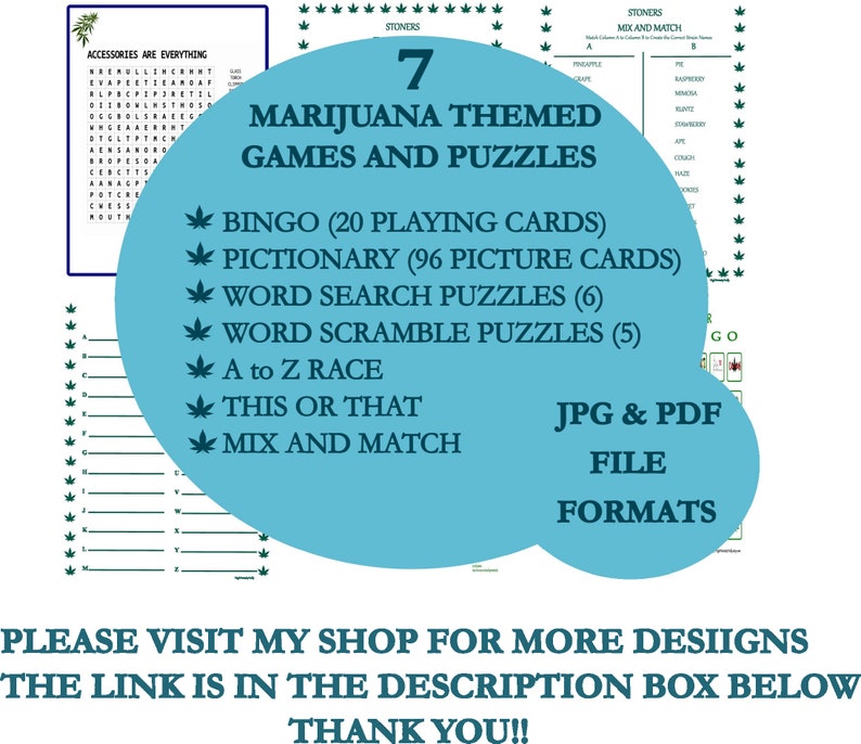 Stoners Printable, Marijuana Themed Games, Cannabis Fun and Games, Word ...