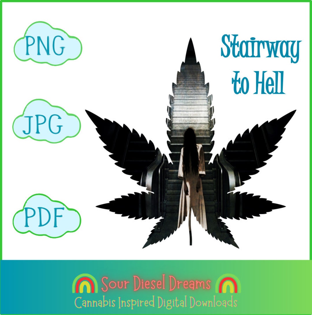 Stairway to Hell, Pot Leaf Printable, Stoners Printable, Marijuana Leaf ...