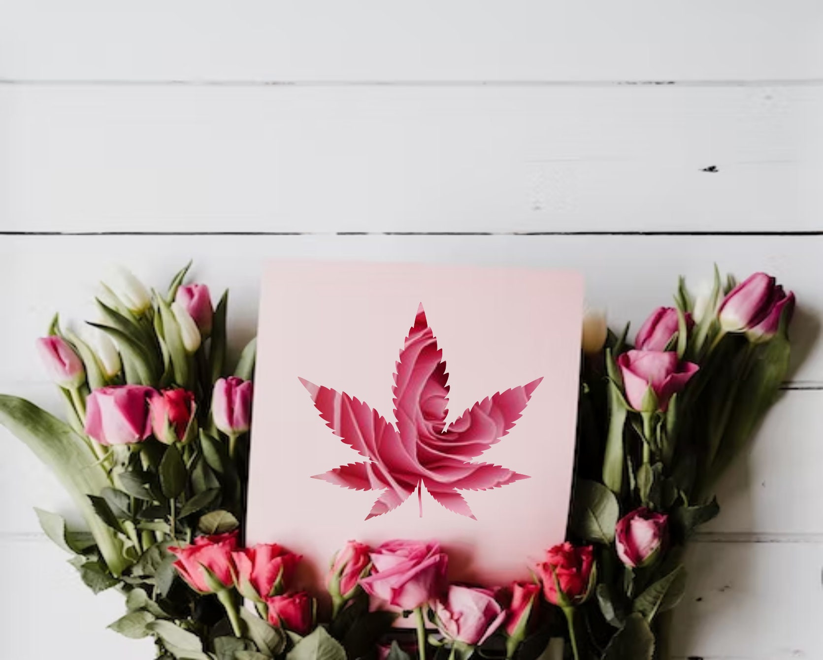 Pink Rose, Pot Leaf Printable, Marijuana Leaf PNG, Stoners Printable ...