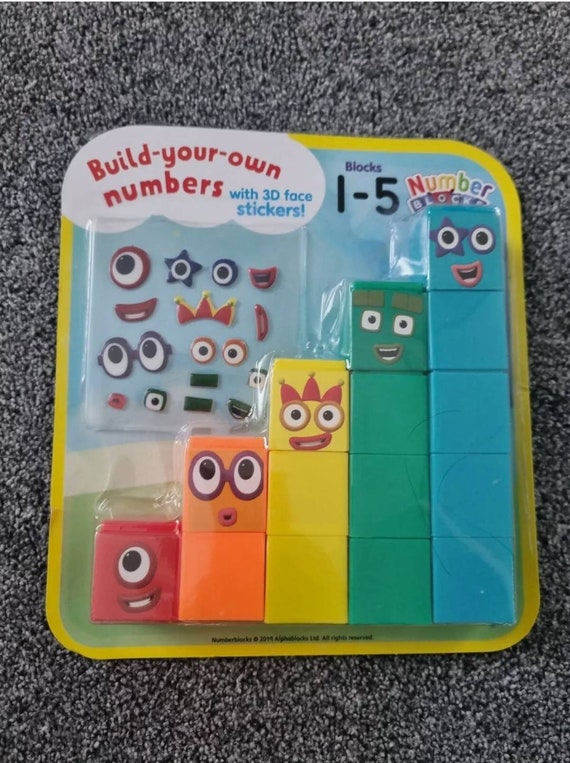 Numberblocks Cbeebies Number Blocks 1-5 With 3D Face Stickers Toy ...