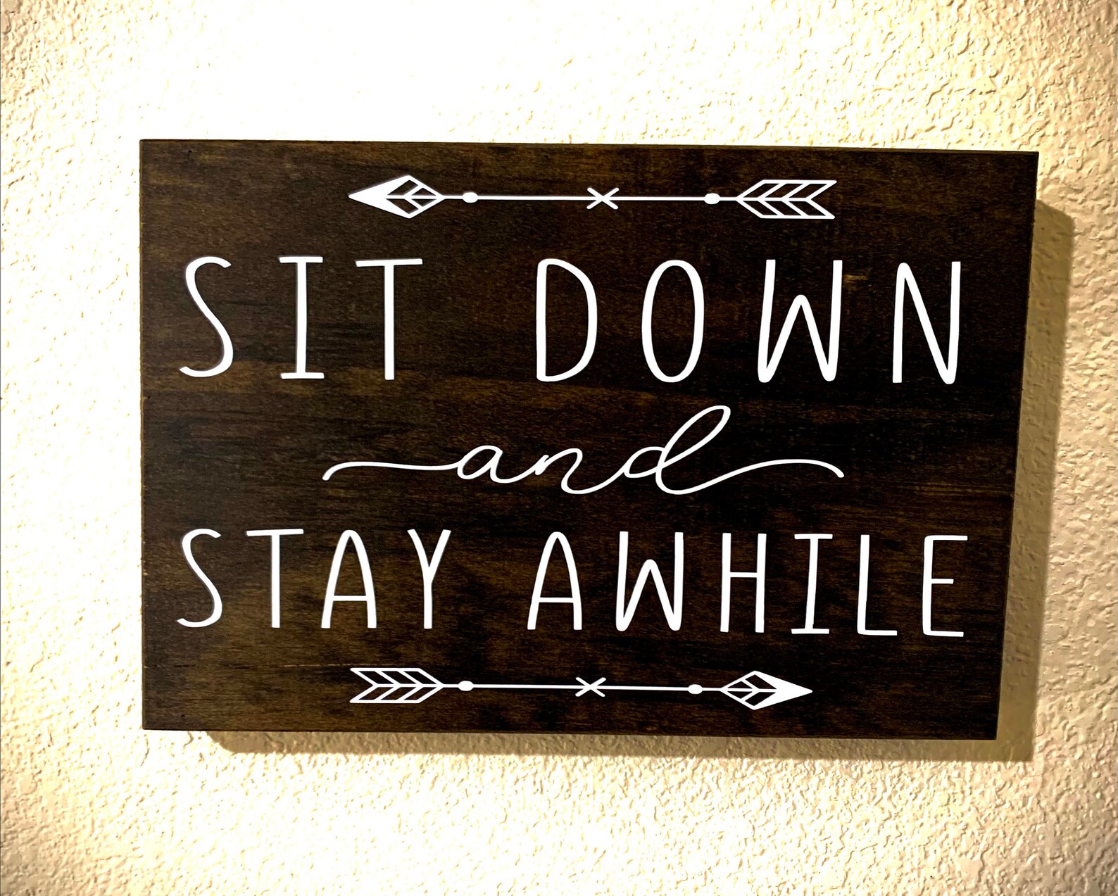 Sit Down & Stay a While Wood Sign | Etsy