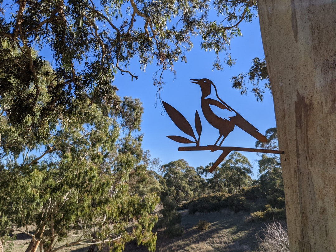 Australian Metal Bird Silhouette, Tree Decoration, Rusty Outdoor Garden ...