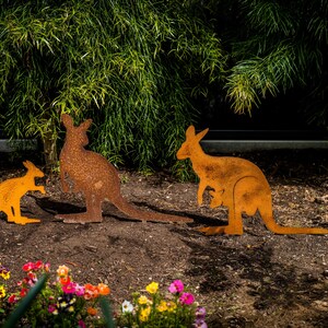 Rustic Steel Kangaroo Family | Outdoor Garden Decoration | Australian ...