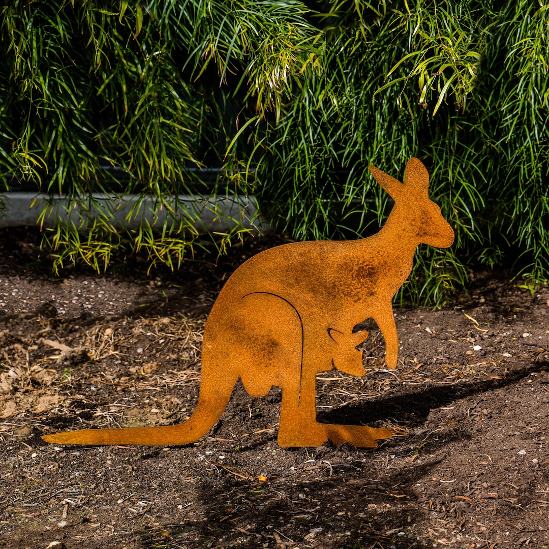 Rustic Metal Kangaroo Garden Decor, Australian Native Animal Art ...
