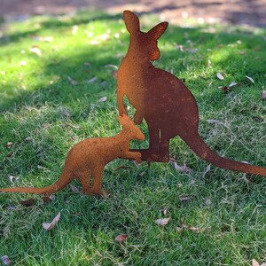 Rustic Steel Kangaroo Family | Outdoor Garden Decoration | Australian ...