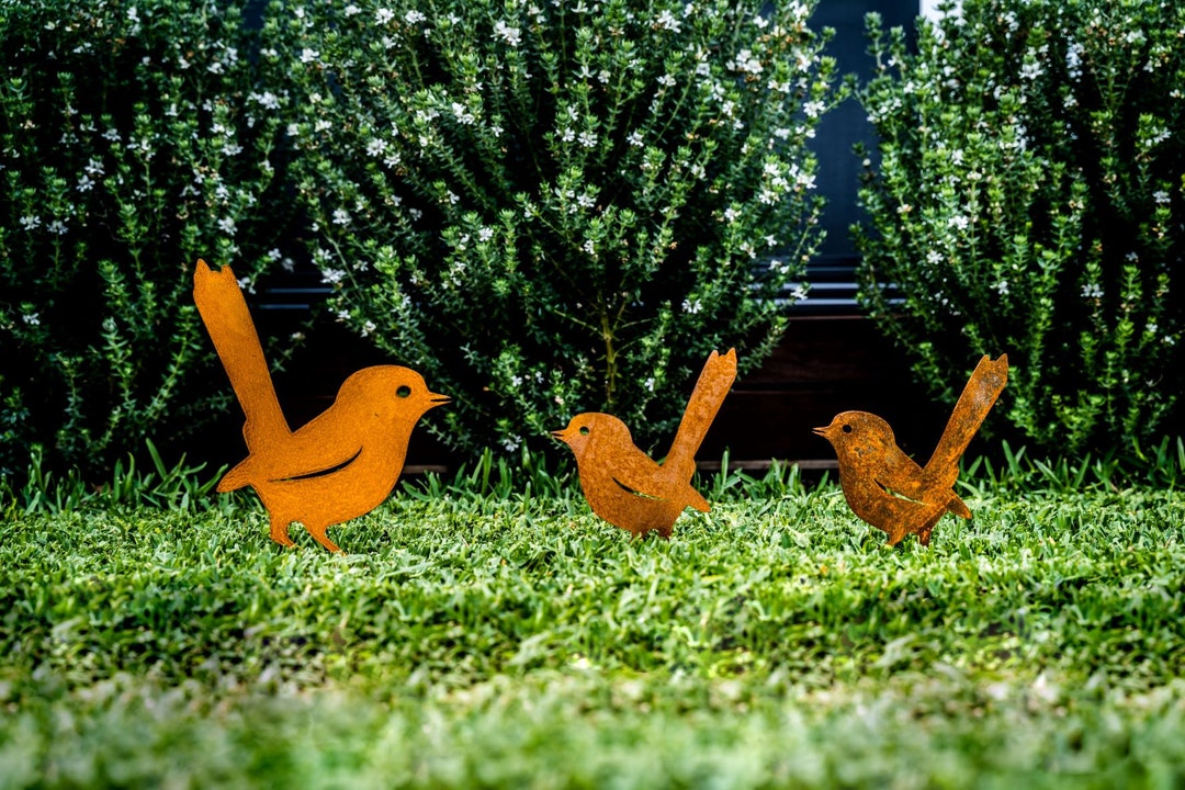 Rusty Wren Bird Steel Garden Decor | Decorative Yard Ornament | Laser ...