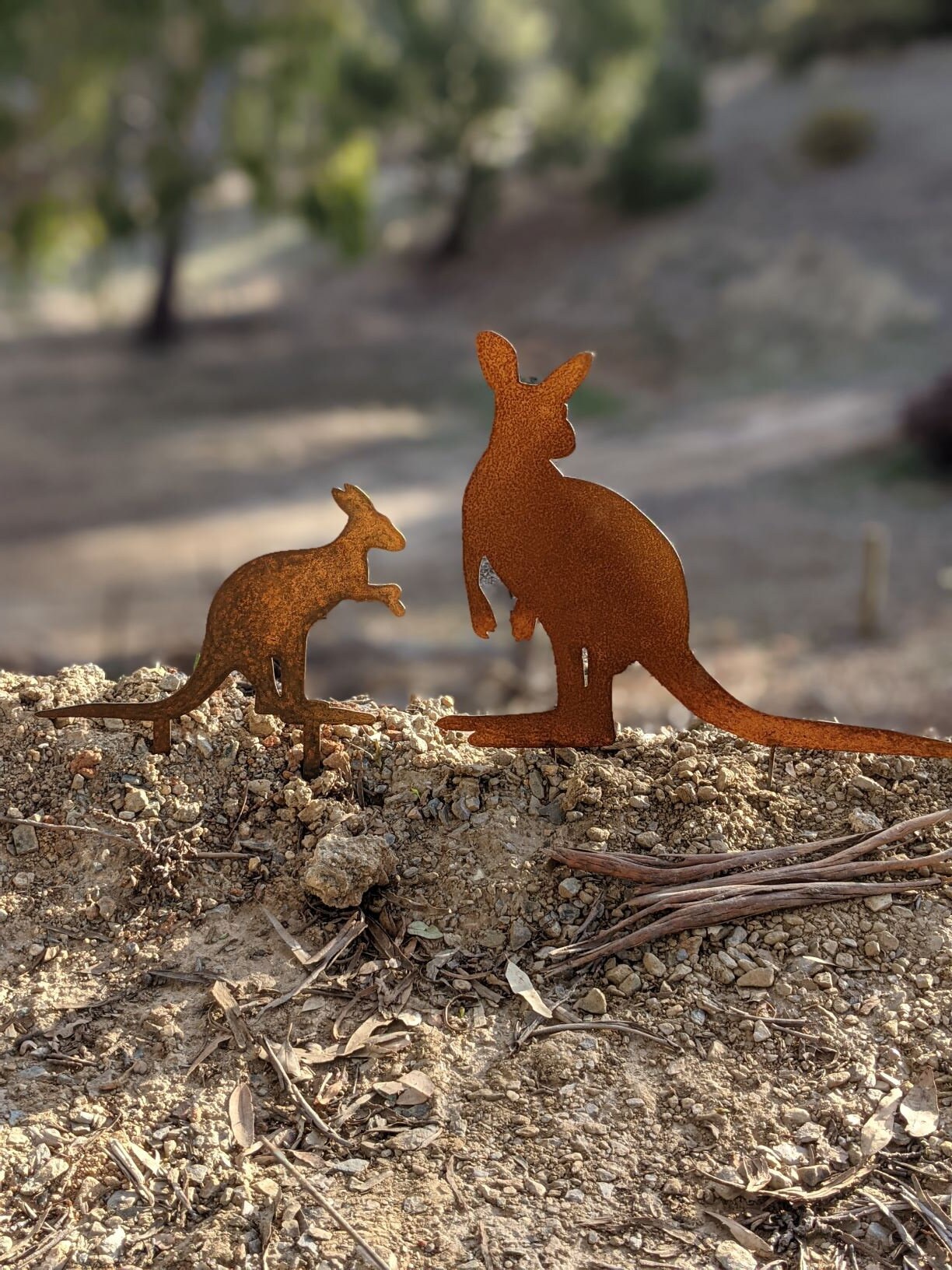 Rustic Metal Kangaroo Garden Decor, Australian Native Animal Art ...