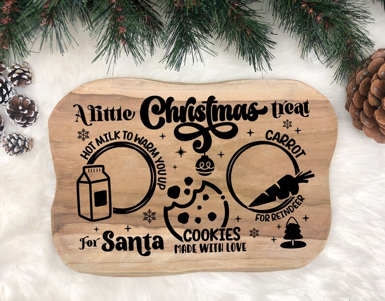 Dear Santa Christmas Tray Svg, Cutting Board Treats for Santa, Milk and ...