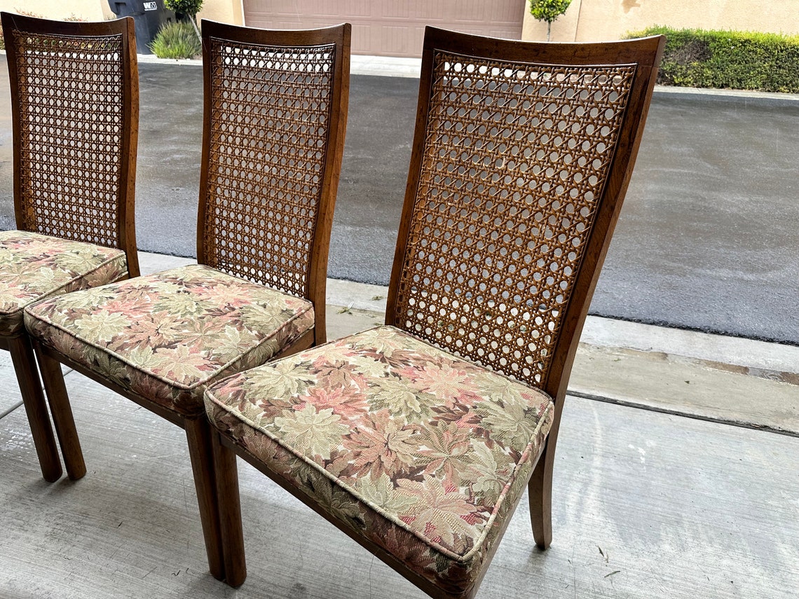 Set of Six Oak and Cane Vintage Mid-century High Back Dining Chairs - Etsy