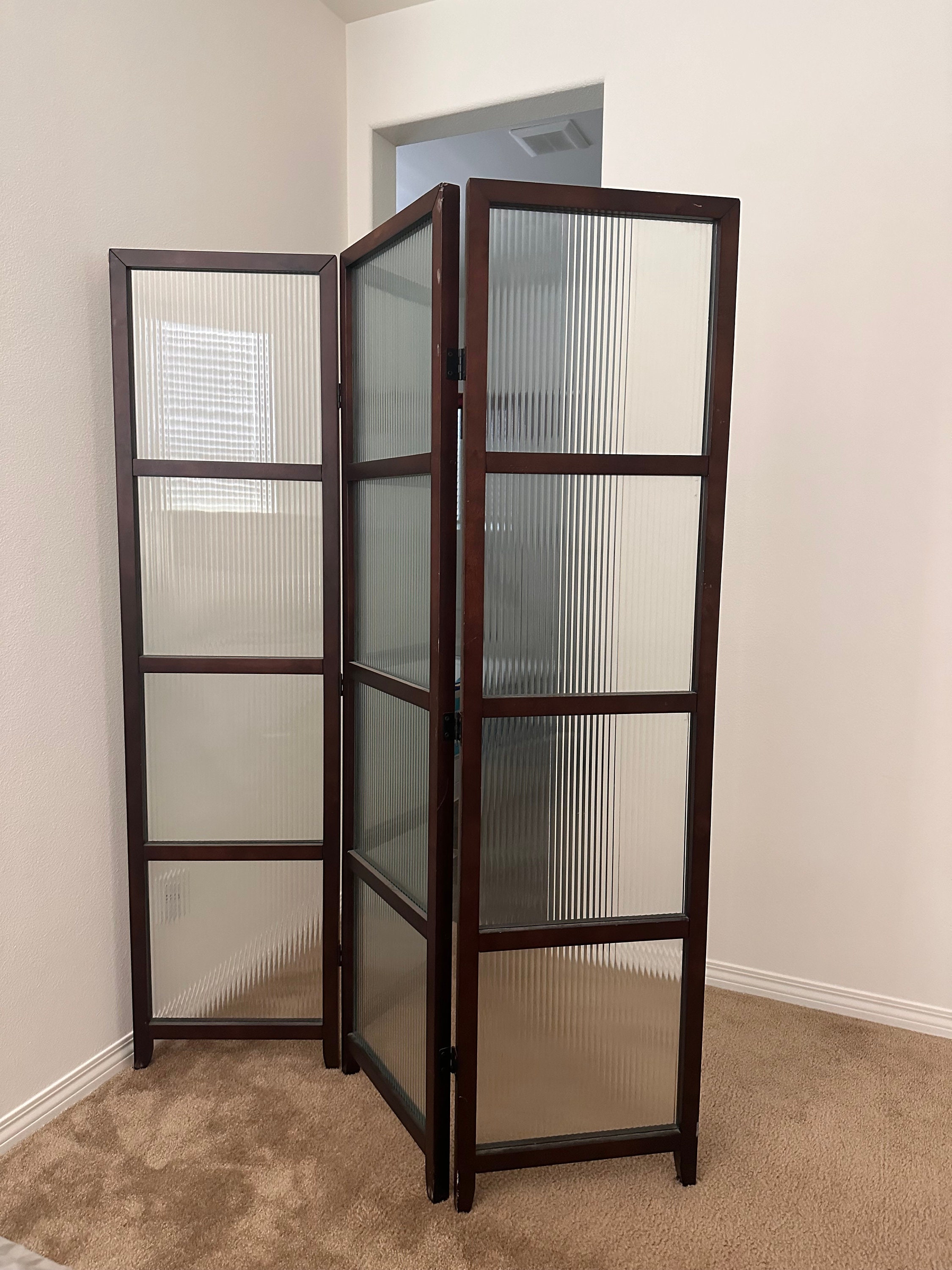 Folding Screen Room Divider Heavy Thick Glass - Etsy