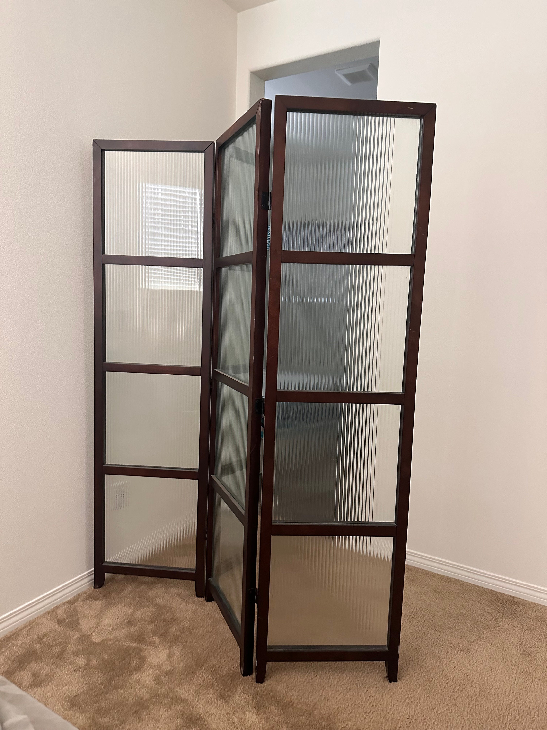 Folding Screen Room Divider Heavy Thick Glass - Etsy