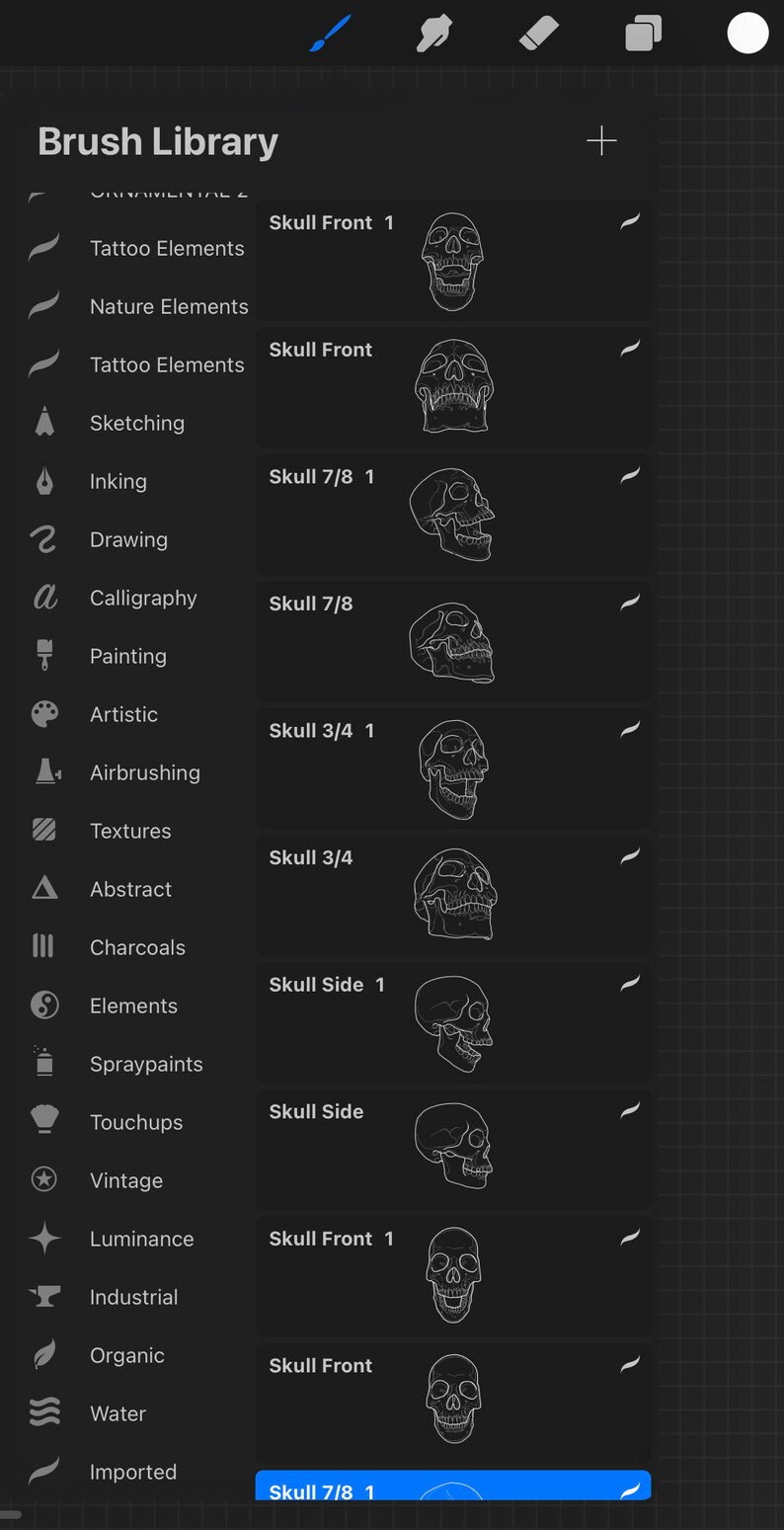 20x Procreate Brush SKULL Set - Skull Drawing References - Made for ...