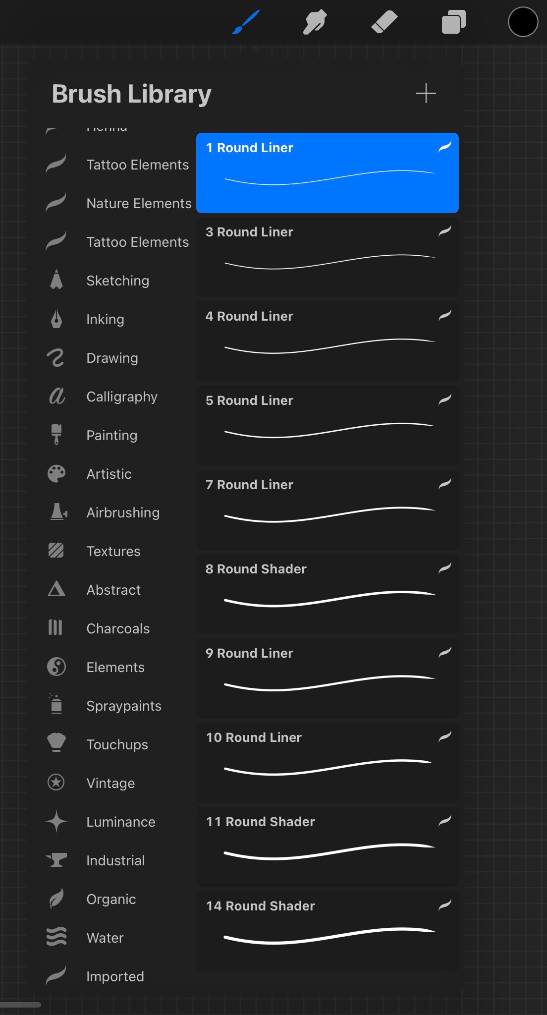 10x Procreate Brush Set - Tattoo Needle Size Procreate Liners Brushes ...