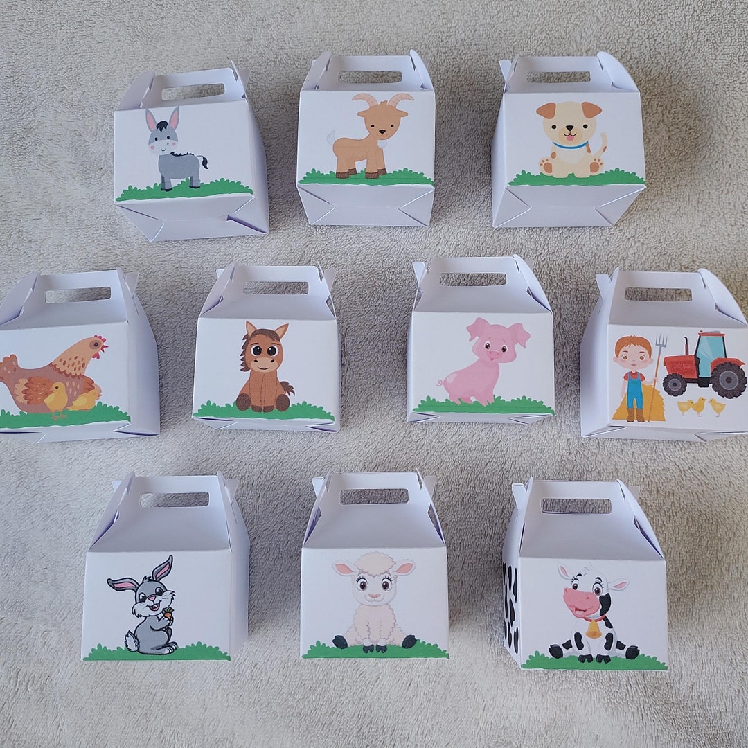 Lot 10 Farm Animal Candy Boxes-christening-birthday Table - Etsy