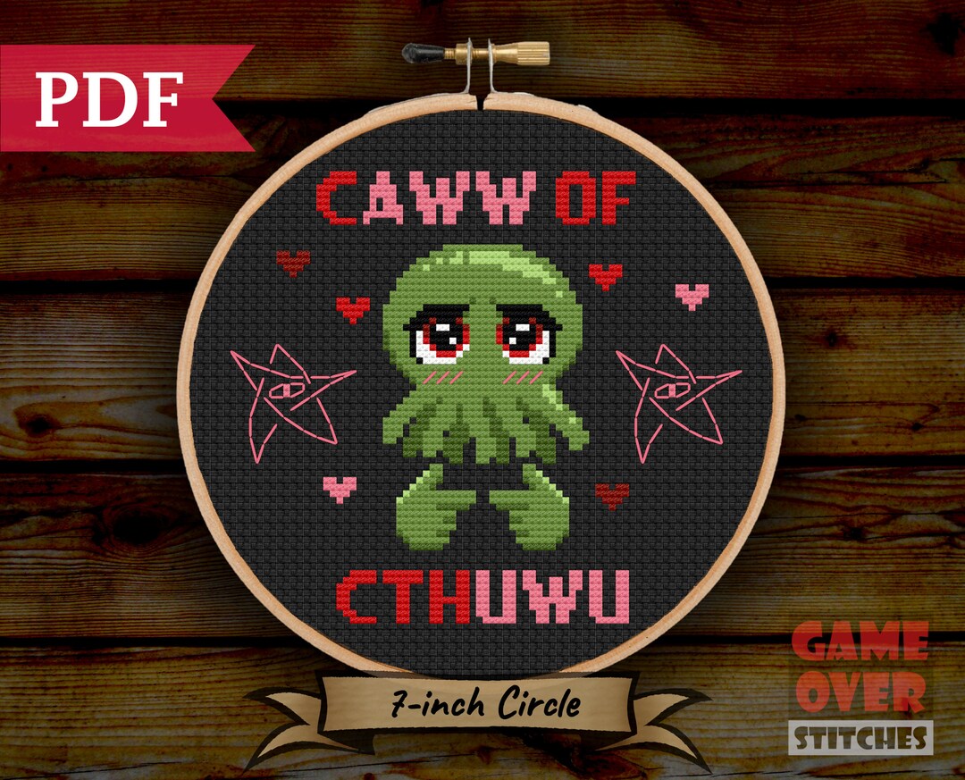 Caww of Cthuwu - Cross Stitch Pattern for 7-inch Hoop - Etsy