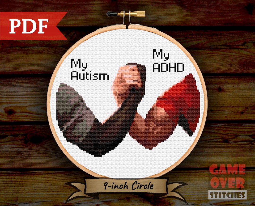 ADHD & Autism Epic Handshake - Cross Stitch Pattern for 9-inch Hoop - Etsy